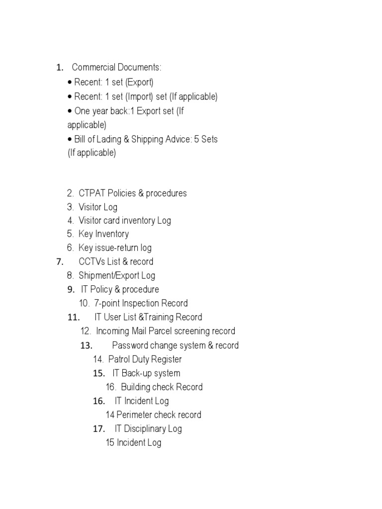 C-TPAT Check List | PDF | Security Guard | Smuggling