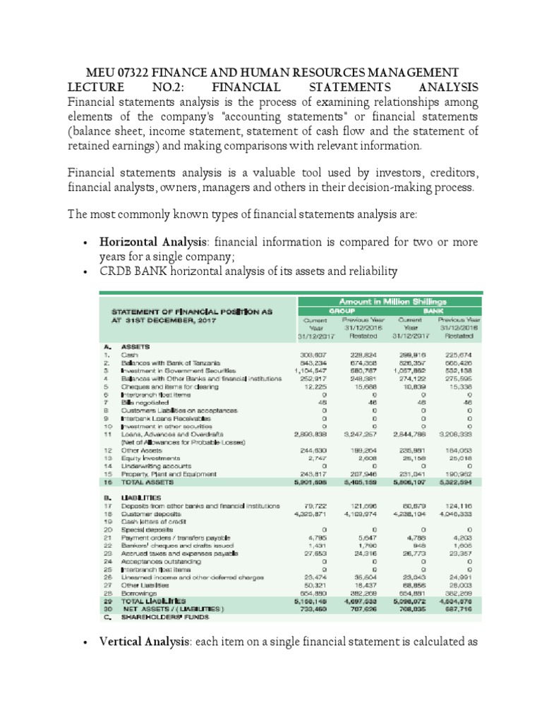 Lecture No.2 Financial Statements Analysis | PDF | Financial Ratio ...