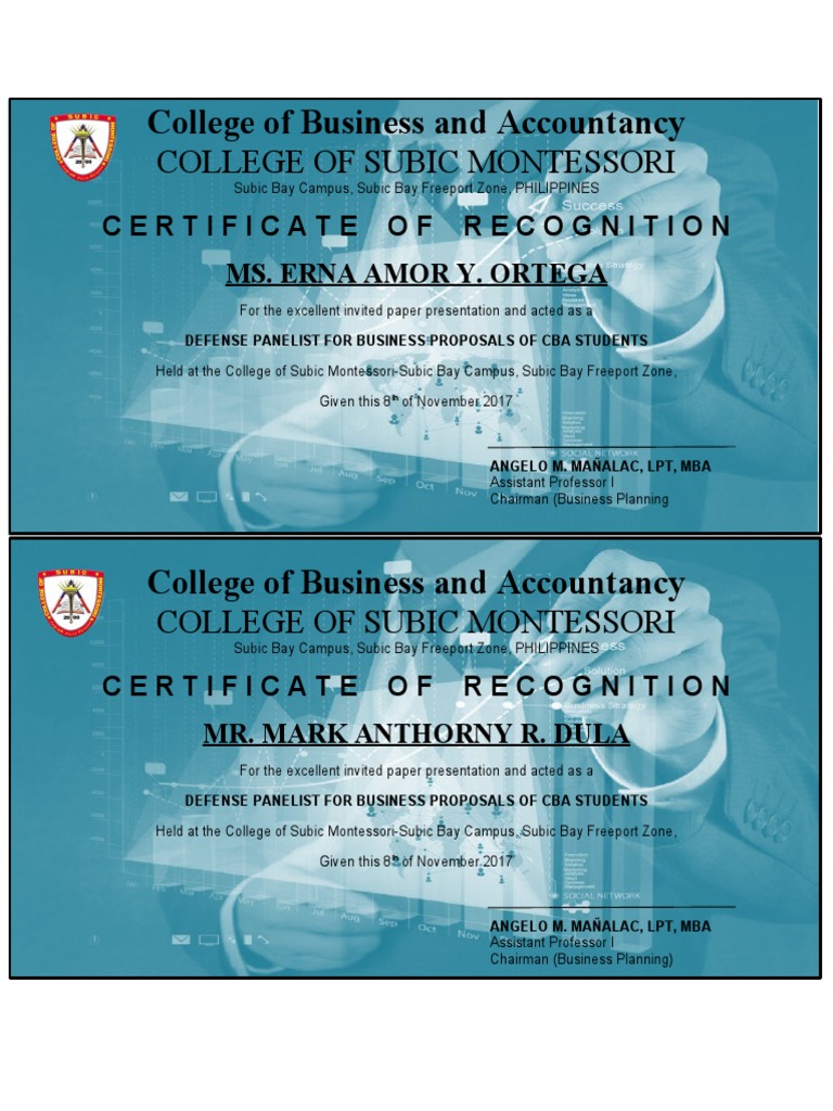CBA Certificate | PDF