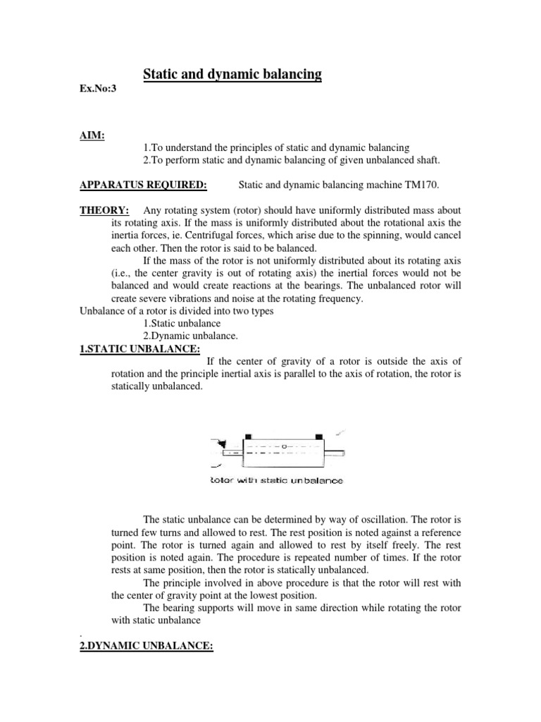 Static and Dynamic Balancing | PDF | Rotation Around A Fixed Axis ...