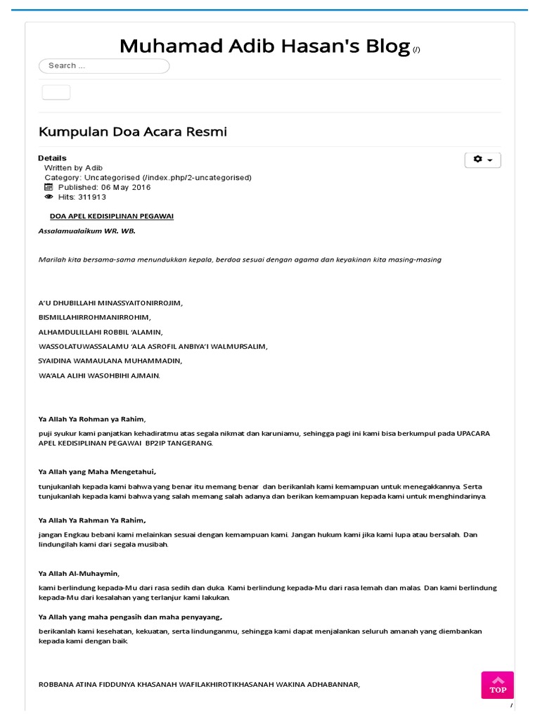 Kumpulan Doa Acara Resmi PDF | PDF