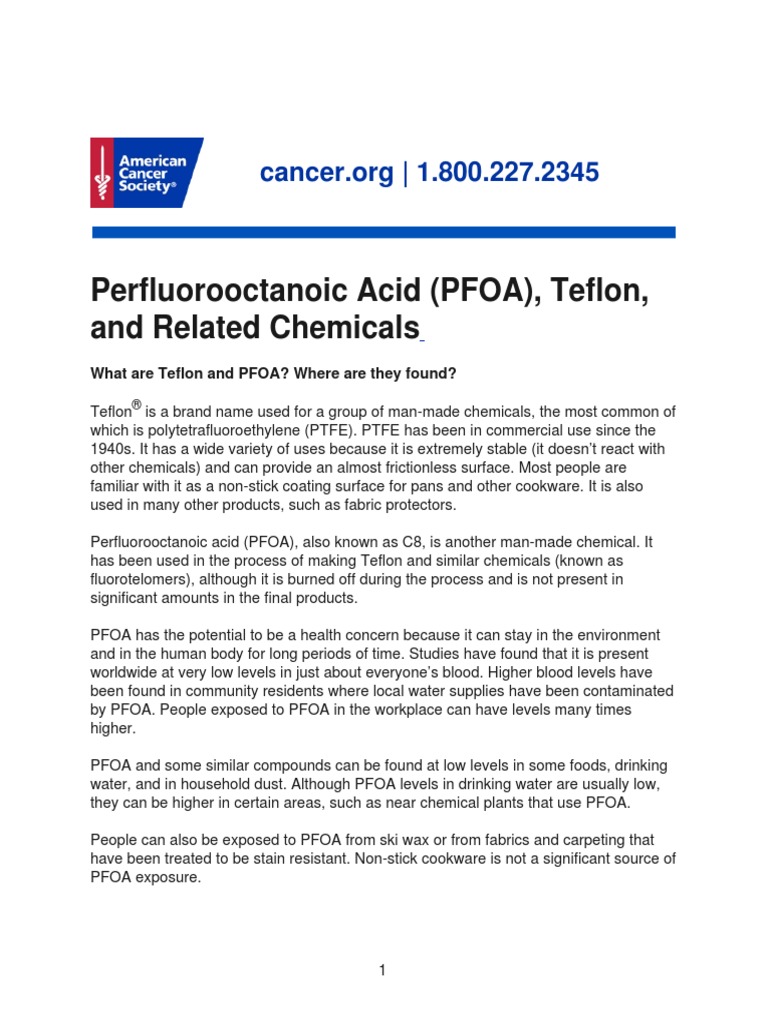 Perfluorooctanoic Acid (PFOA), Teflon, and Related Chemicals | PDF ...