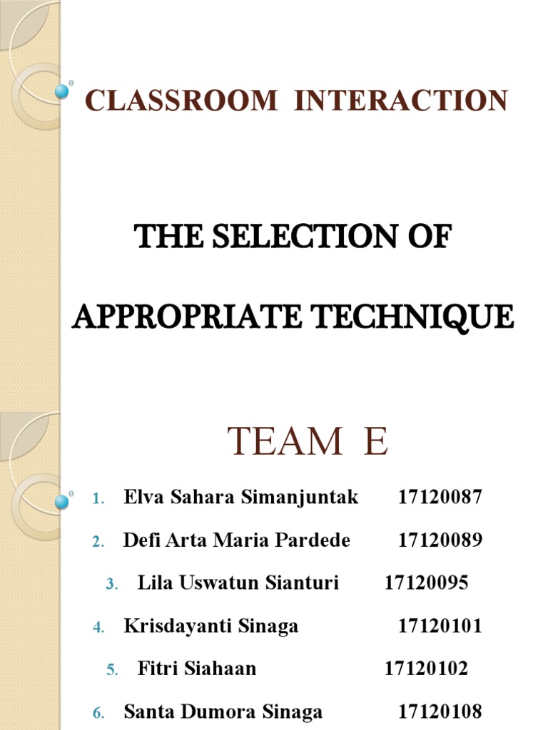 Classroom Interaction Team E Download Free Pdf Second Language Acquisition Textbook