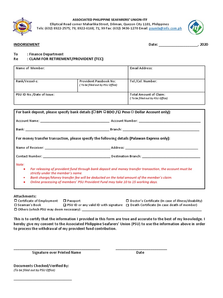 PF Online Form | PDF | Wire Transfer | Banks