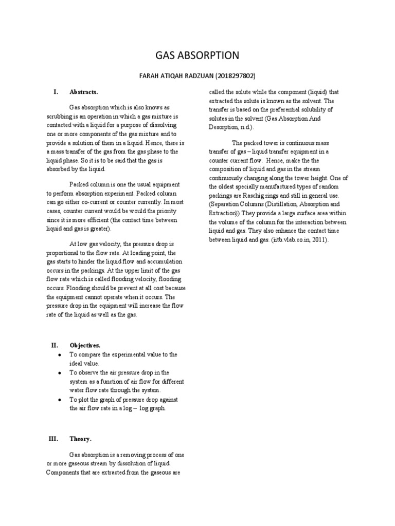 Gas Absorption | PDF | Solution | Gases
