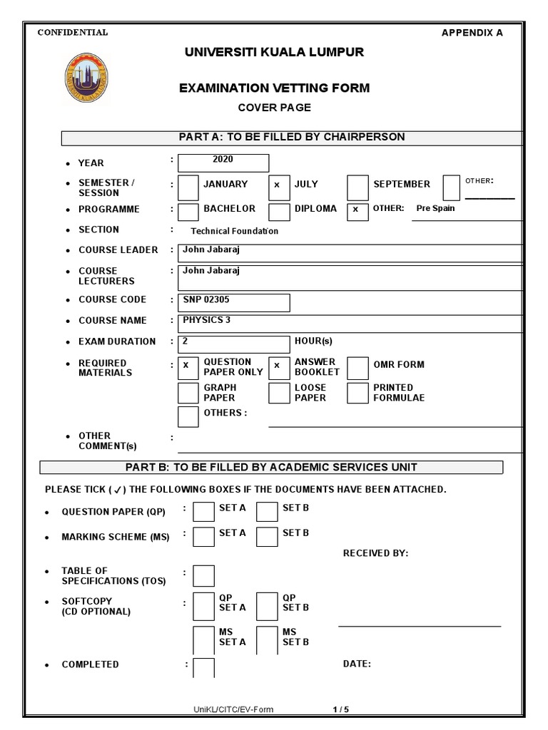 Exam Vetting Form | PDF | Multiple Choice | Test (Assessment)