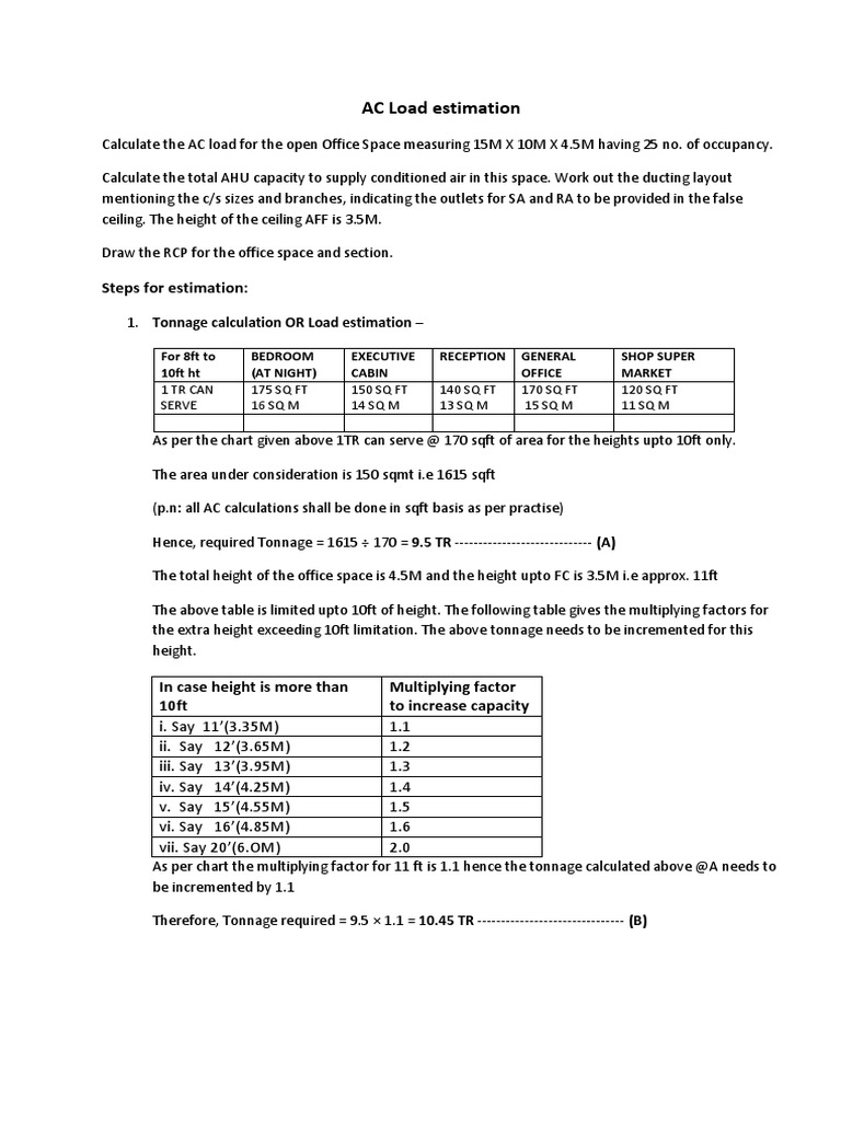 AC Load Estimation PDF | PDF | Ton | Air Conditioning