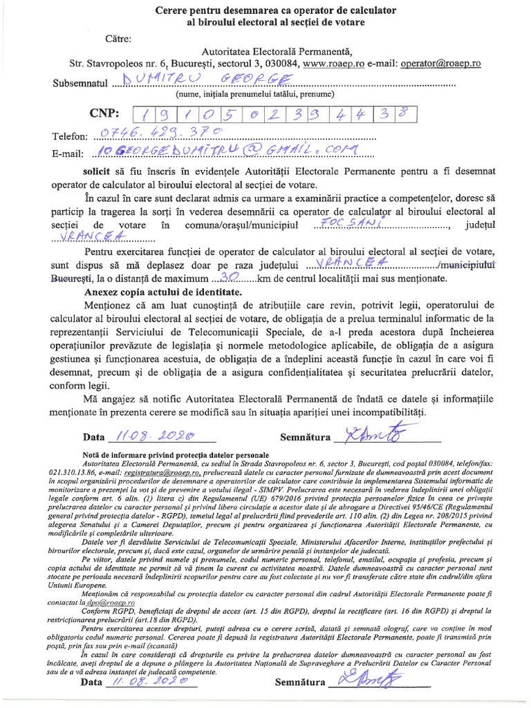 Cerere Operator de Calculator PDF | PDF