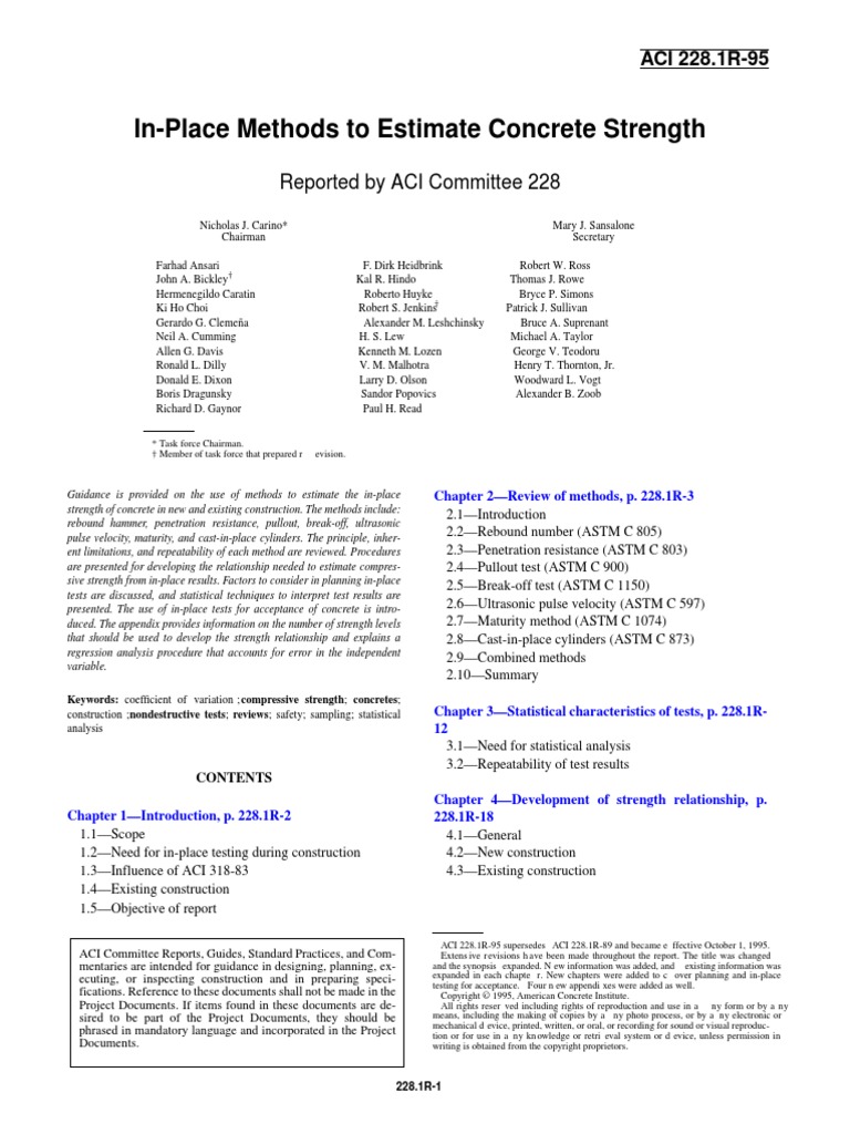 In-Place Methods To Estimate Concrete Strength: Reported by ACI ...