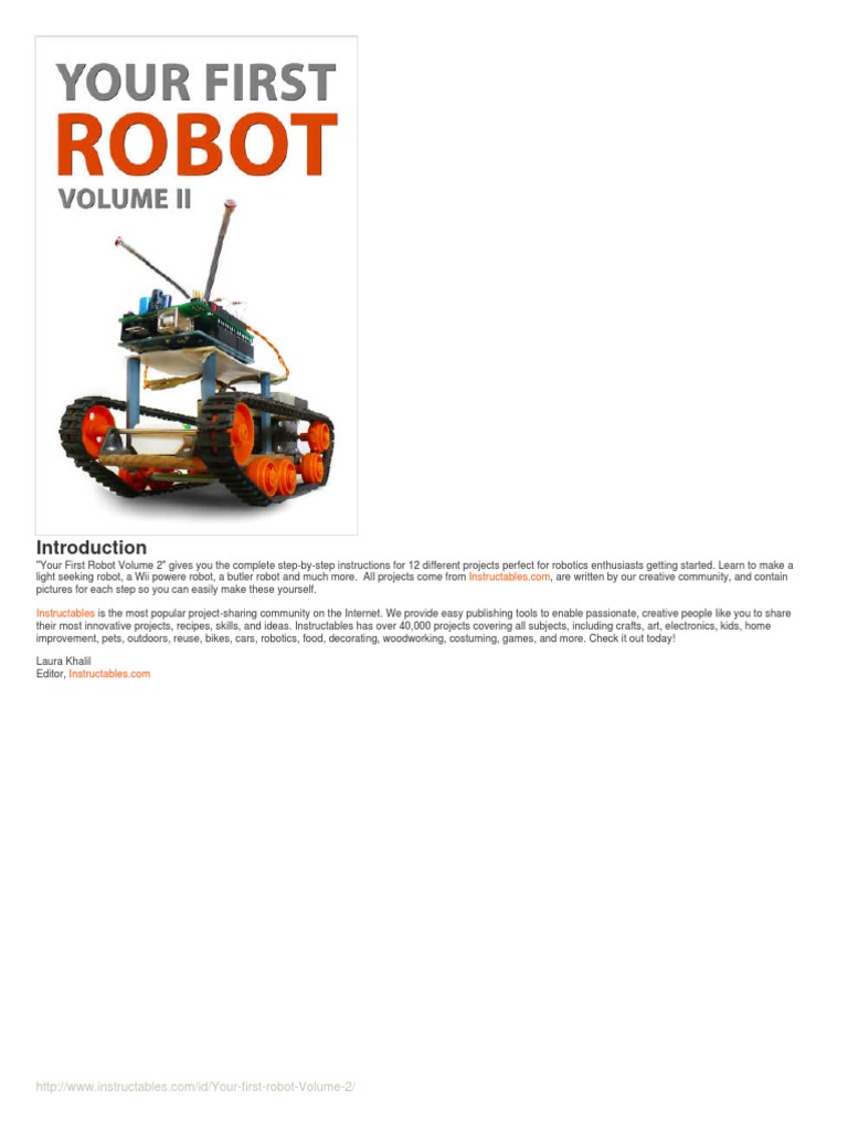 Your First Robot Volume 2 - Instructables PDF | PDF | Sensor | Electric Motor