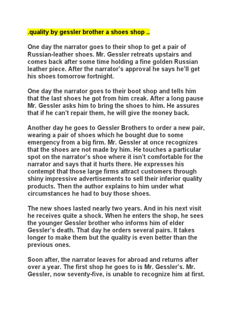 Quality by Gessler Brother A Shoes Shop | PDF | Shoe