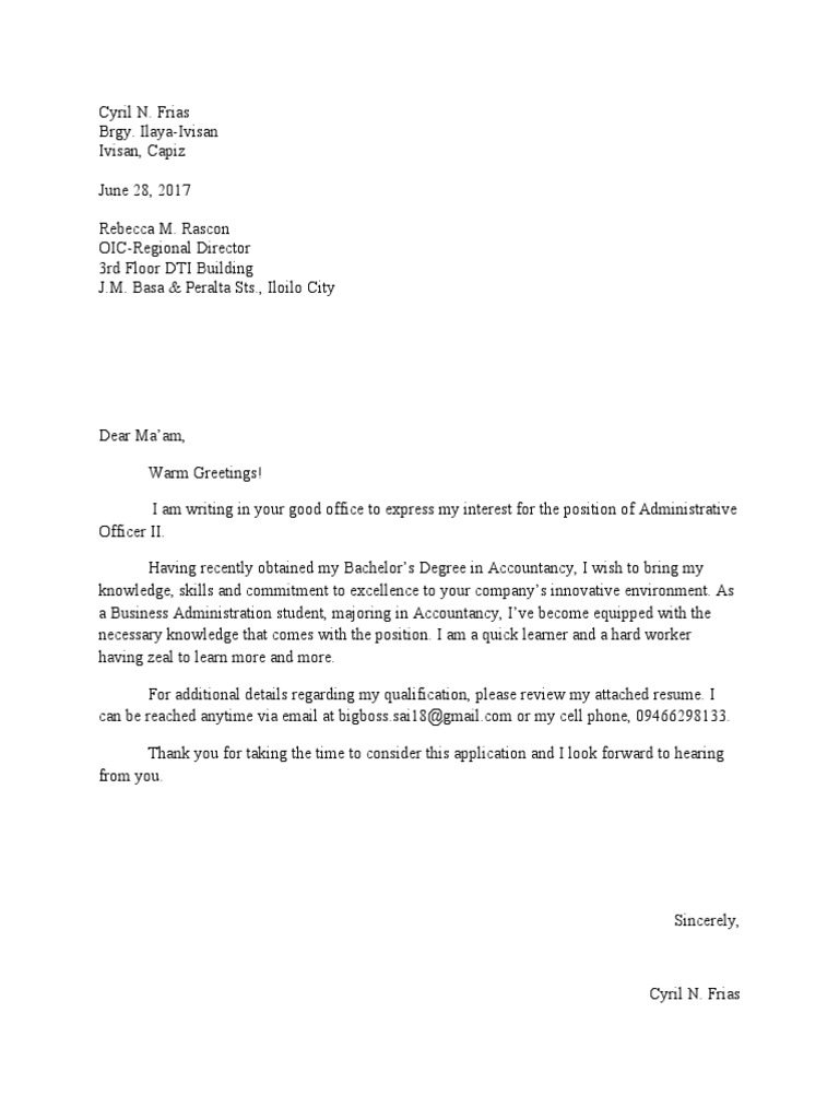 Application Letter For DAR Roxas | PDF