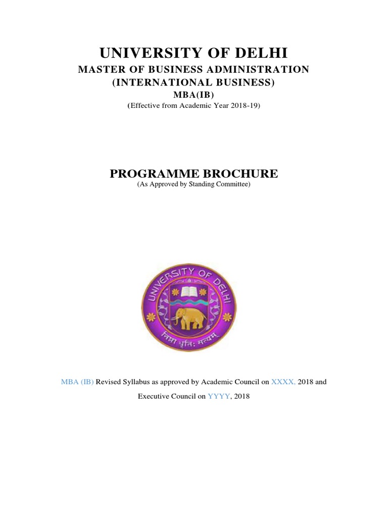 Annexure-2. Revised MBA (IB) Revised Draft As On 8-9-18. PDF | PDF | Master Of Business ...