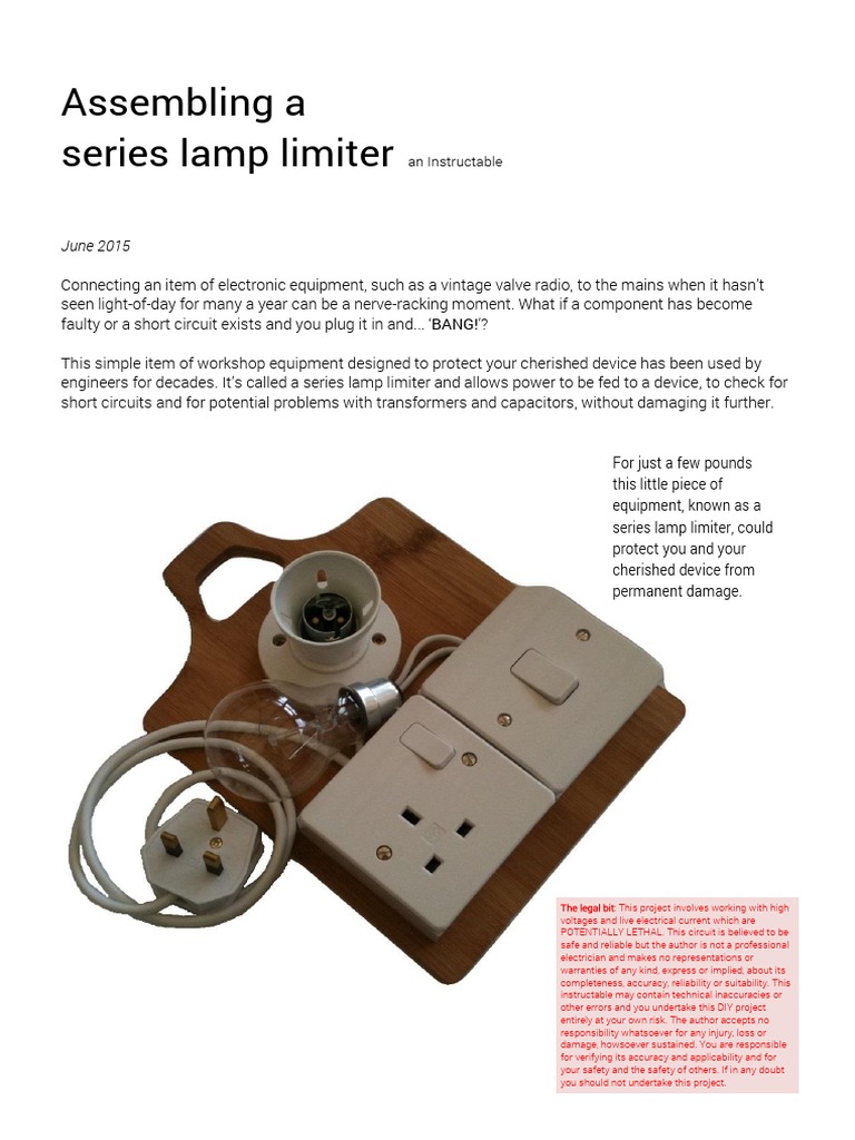 Instructable - Assembling A Series Lamp Limiter | PDF | Incandescent ...