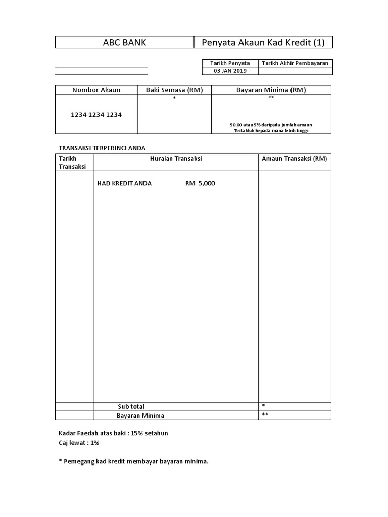 3.3 Penyata Akaun Kad Kredit | PDF