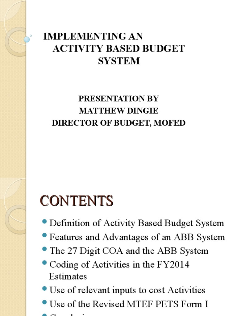 Activity Based Budget Presentation-November 2016-1 | PDF | Strategic ...