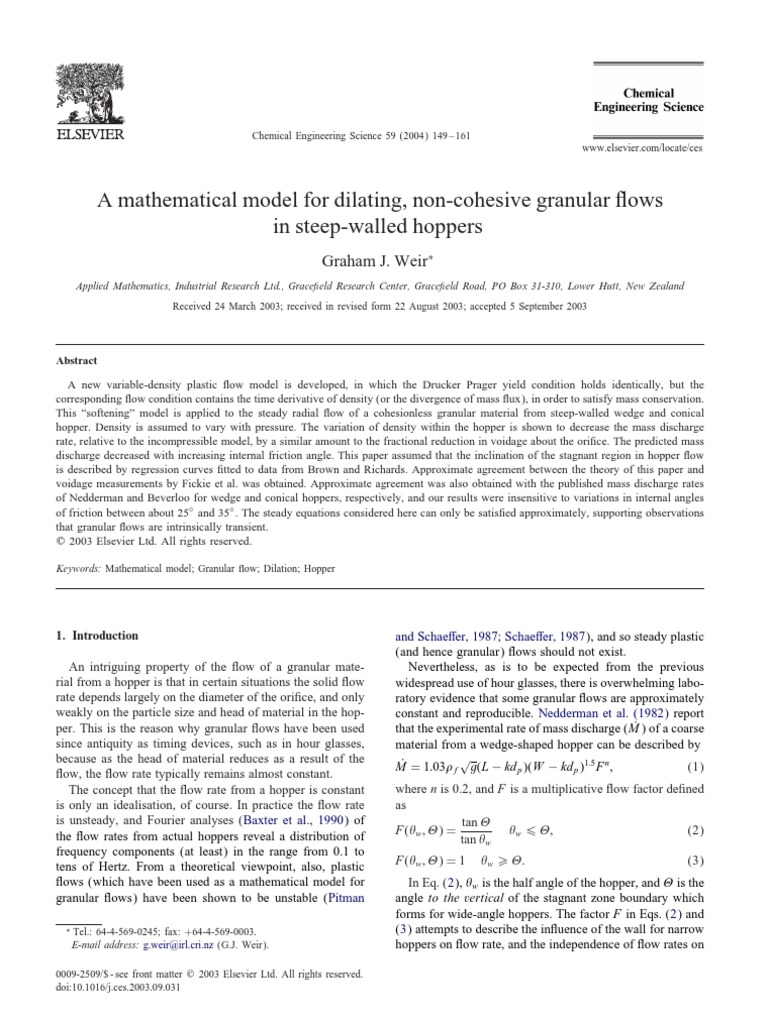 A Mathematical Model For Dilating, Non-Cohesive Granular Flows in Steep ...
