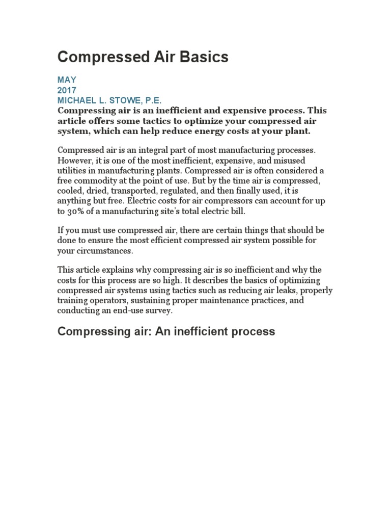 Compressed Air Basics | PDF | Clothes Dryer | Engines