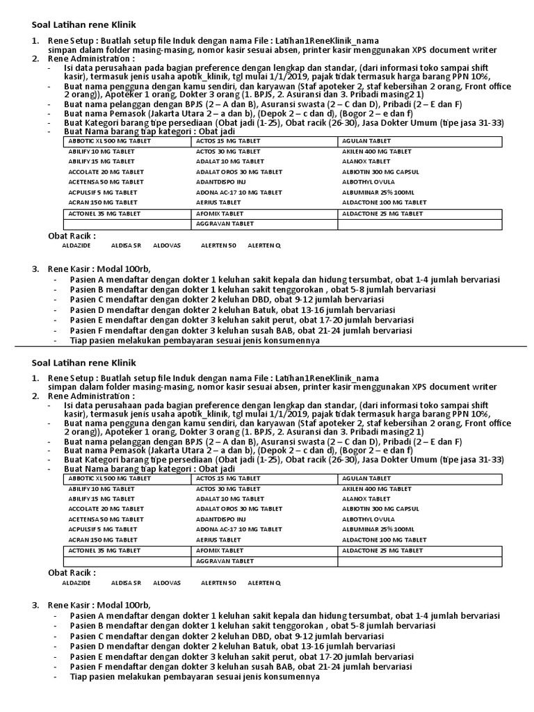 Soal Latihan Rene Klinik 6 Klinik | PDF | Kesehatan Holistik