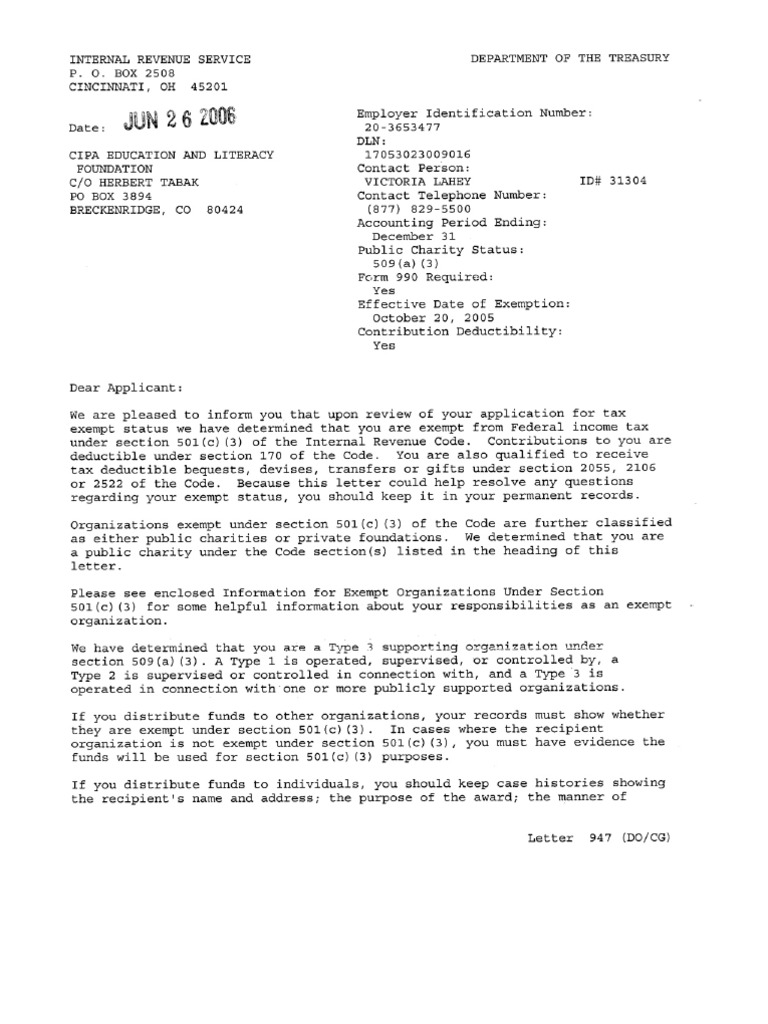 501 (C) (3) Document | PDF
