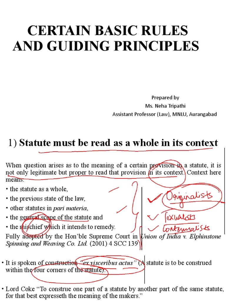 CERTAIN BASIC RULES AND GUIDING PRINCIPLES - Lecture III | PDF | Plain ...