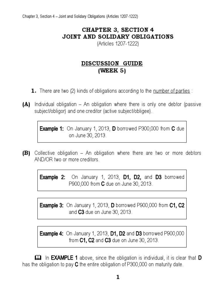 CHAPTER 3, Section 4 - Joint and Solidary Obligations (Arts. 1207-1222 ...