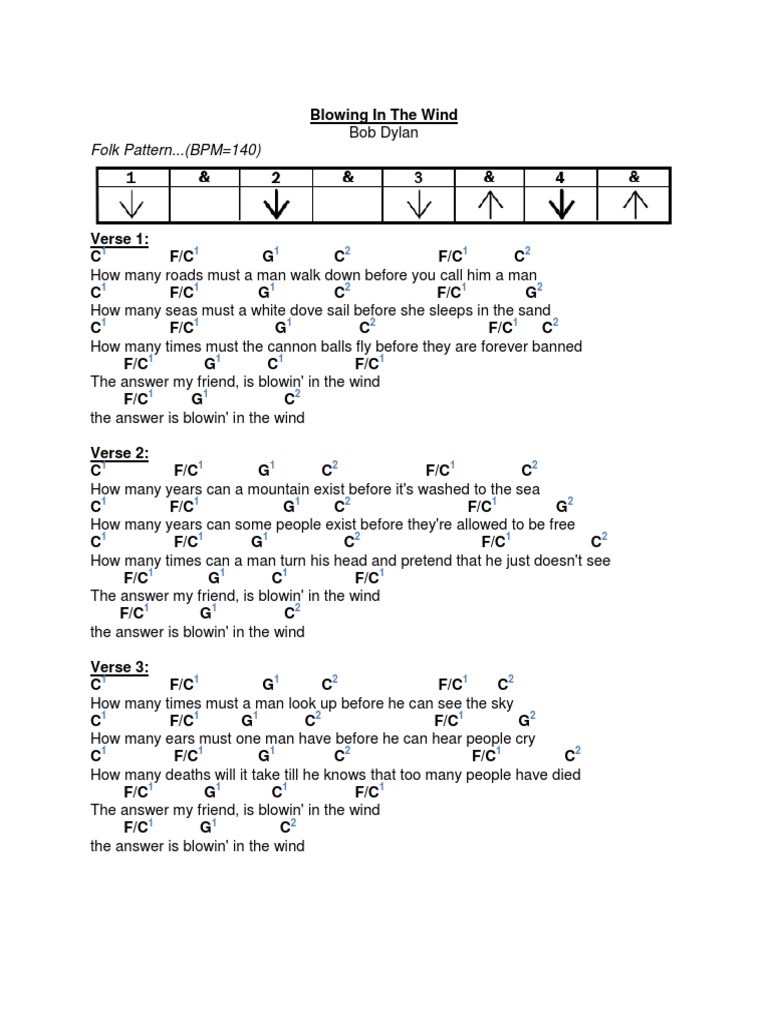 Blowing in The Wind Chord Chart | PDF
