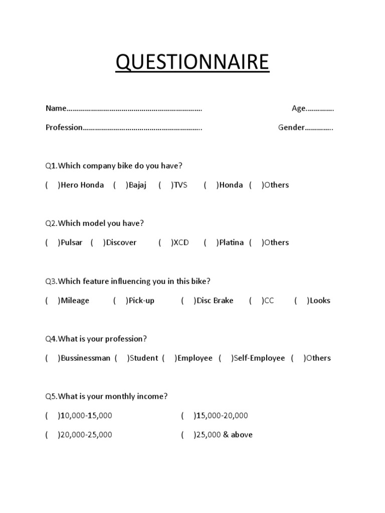 Questionnaire On Income Elasticity of Demand | PDF
