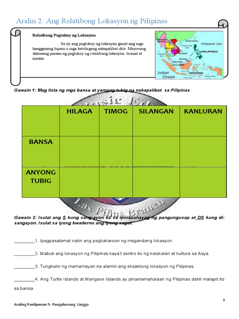 G4 - WEEK 2-Ang Relatibong Lokasyon NG Pilipinas | PDF