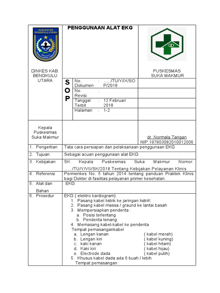 Sop PENGGUNAAN ALAT EKG | PDF