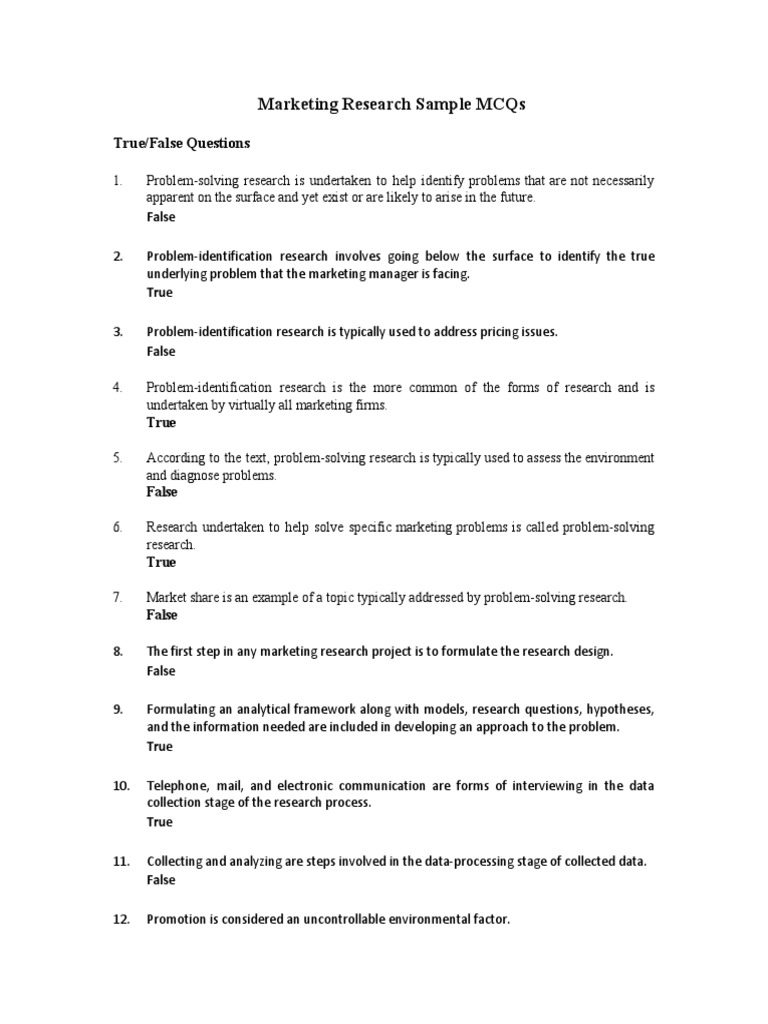 205 MKT Sample MCQs | PDF | Marketing Research | Sampling (Statistics)