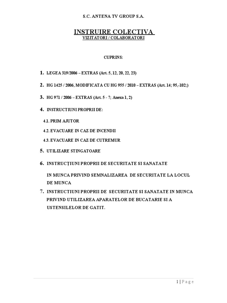 Tematica de Instruire Colectiva | PDF