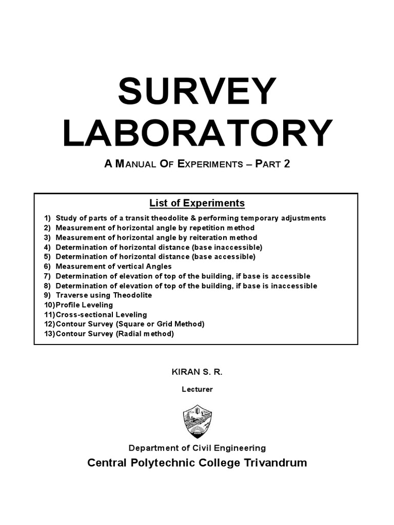 SURVEY PRACTICAL LABORATORY MANUAL Part | PDF | Surveying | Angle