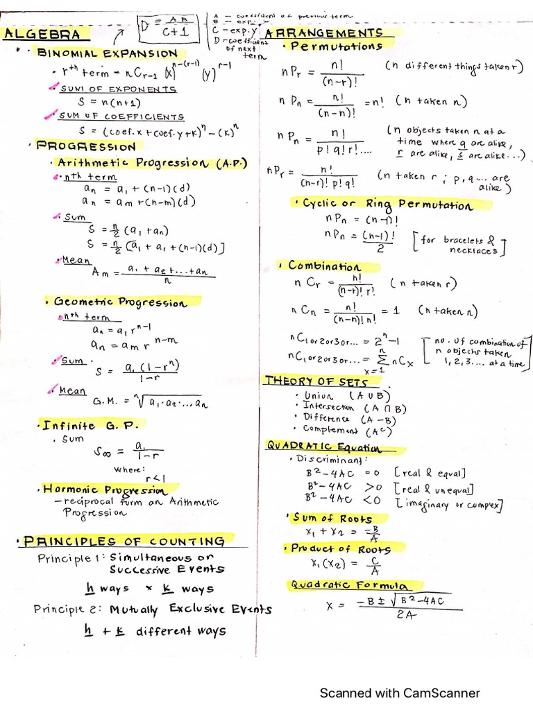 Mathematics & Engineering Sciences Formula Summary | PDF
