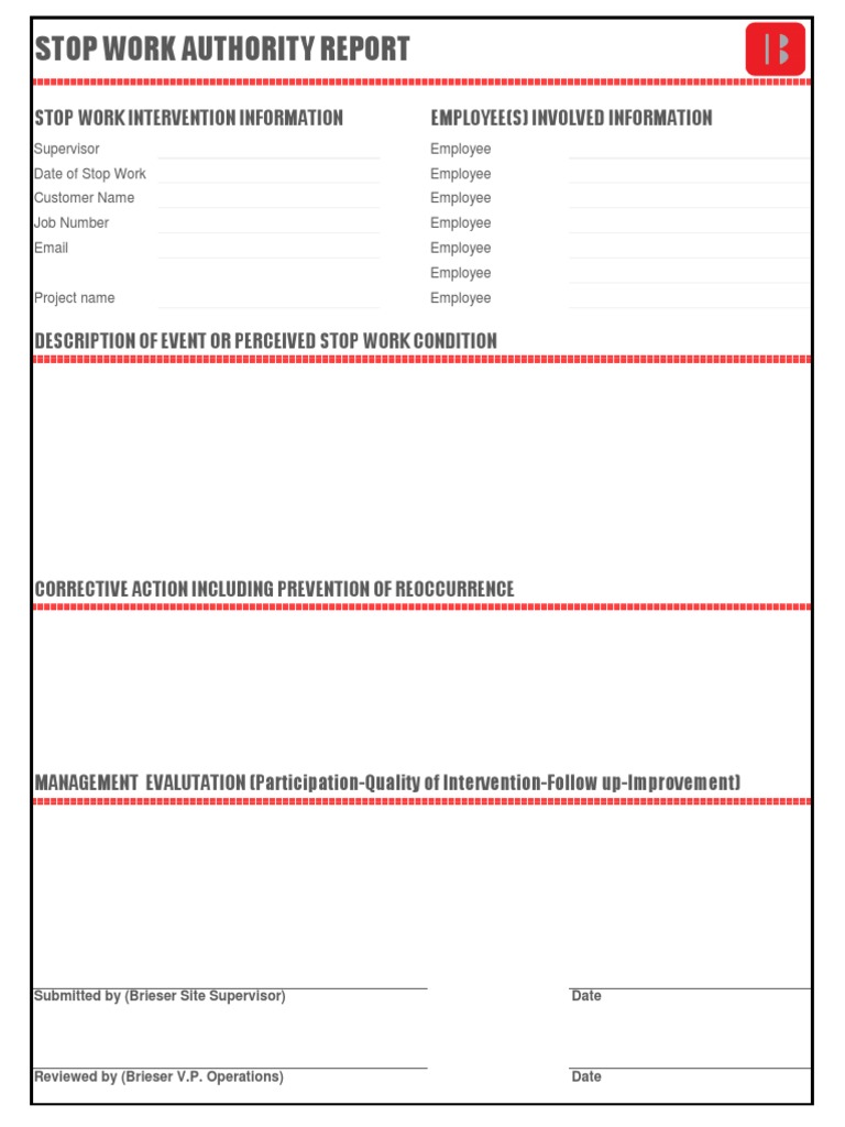 Stop Work Authority Report | PDF