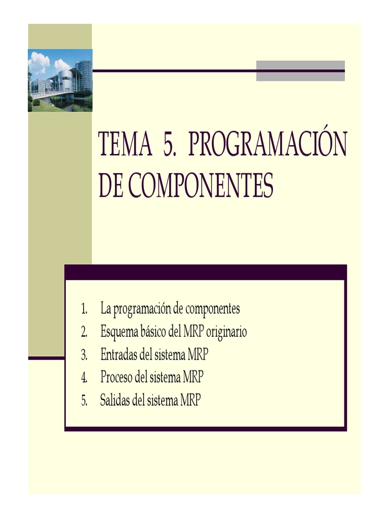 Tema 5 Programacion de Componentes | PDF | Planificación de recursos ...