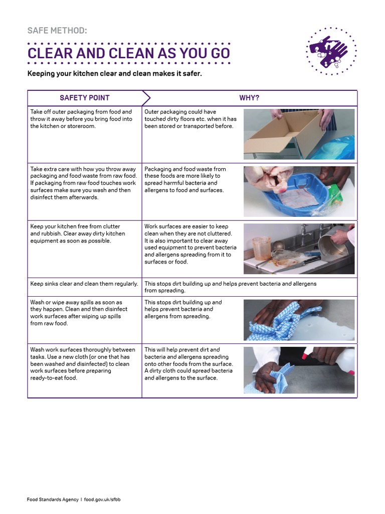 Clear and Clean as You Go Guidelines | PDF | Sink | Foods