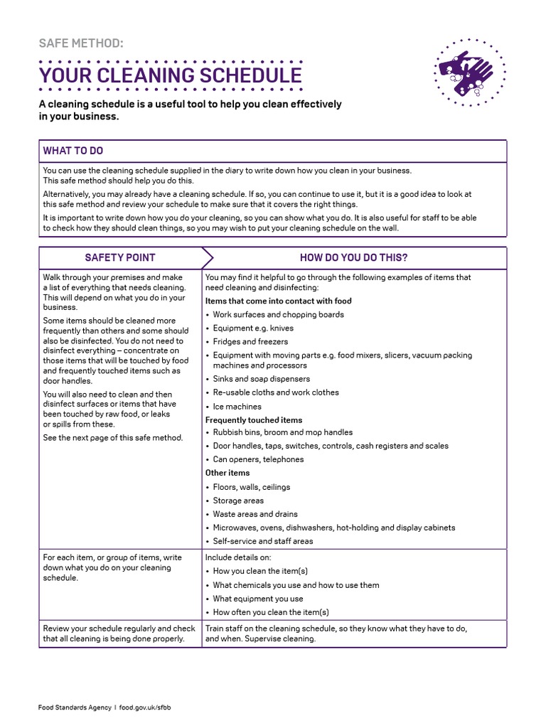 Your Cleaning Schedule: Safe Method | PDF | Disinfectant | Refrigerator