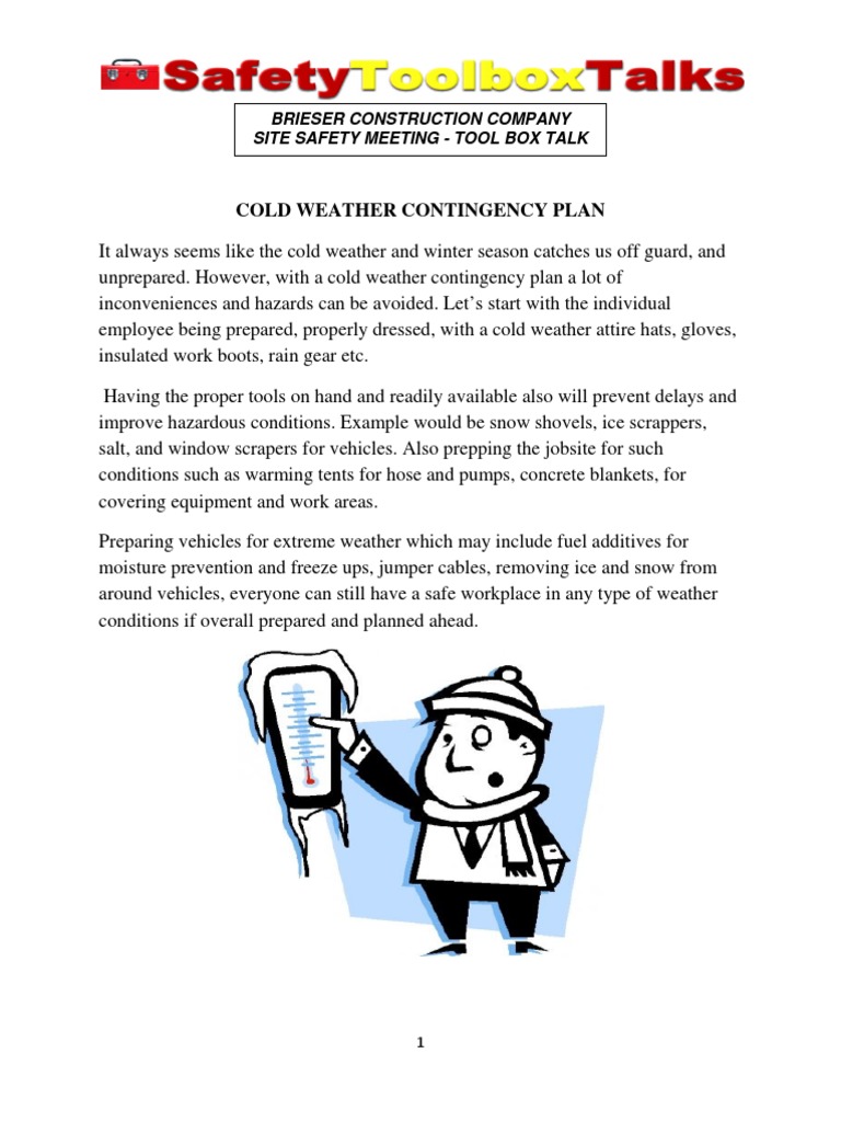Cold Weather Contingency Plan Dave Frazier1 | PDF