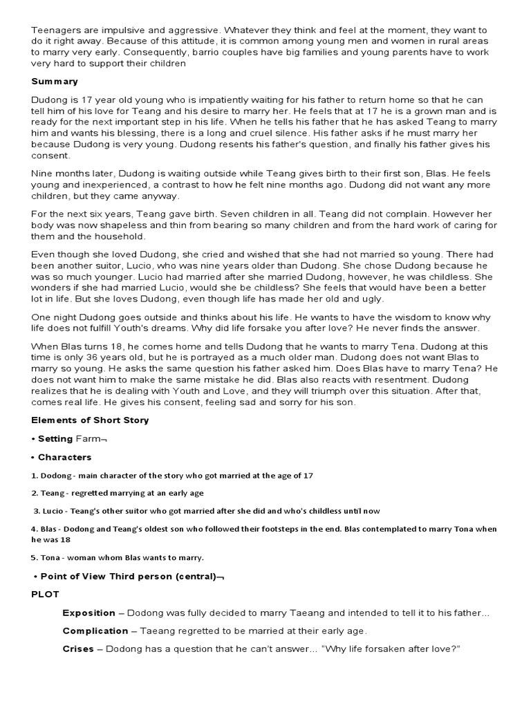 Dodong and Teang: Youth's Regretful Journey | PDF | Narration | Parenting