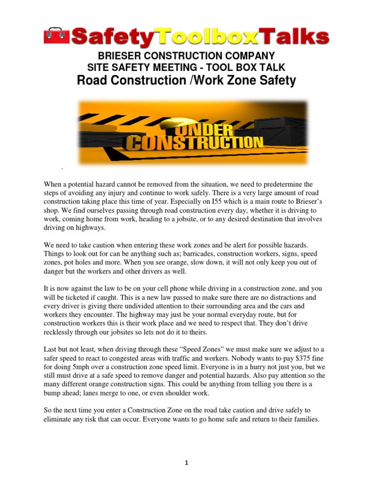 Road Construction Safety: Tips for Driving through Work Zones | PDF ...