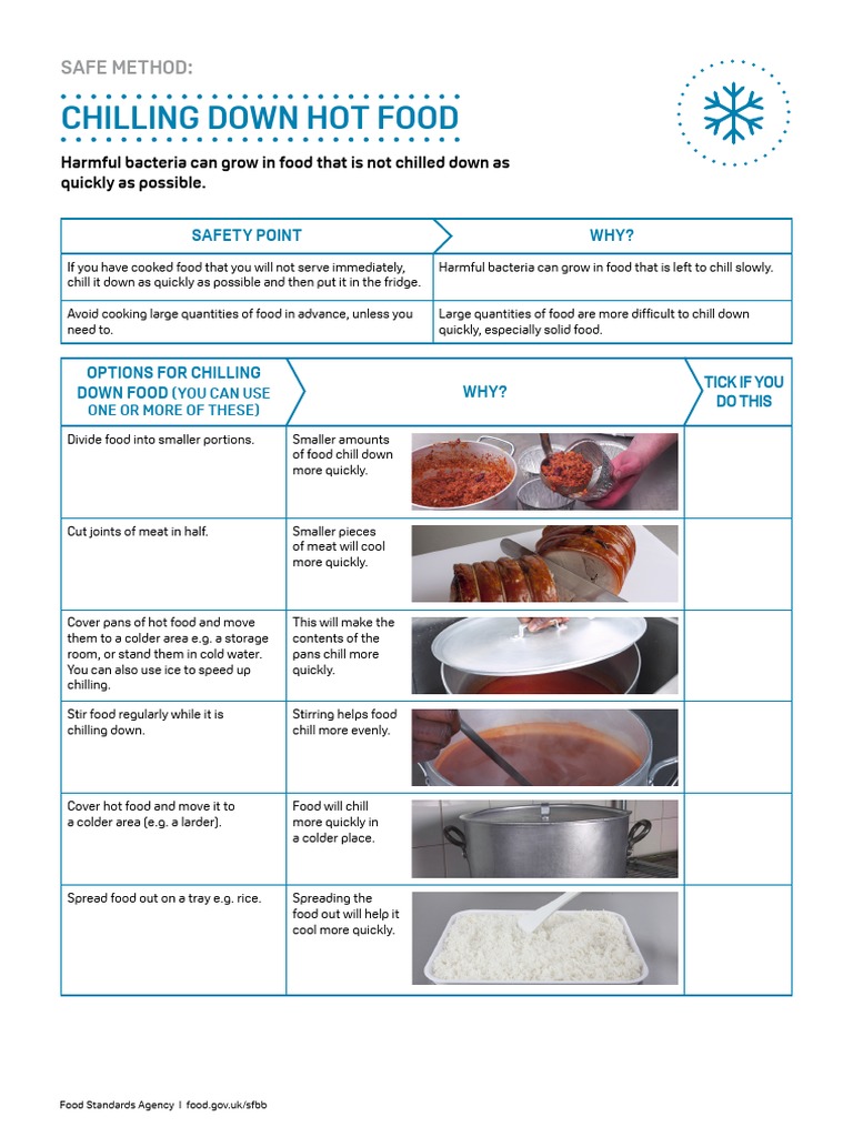 Chilling Down Hot Food: Safe Method | PDF | Foods | Cooking