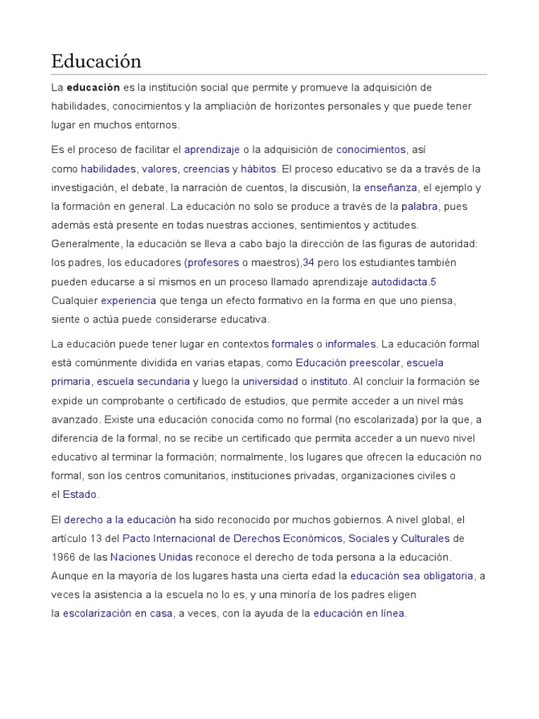 Tipos y Evolución de la Educación | PDF | Educación primaria ...