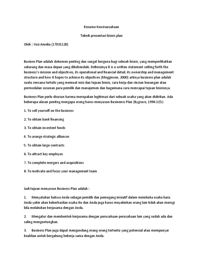 Resume Bisnis plan-WPS Office | PDF