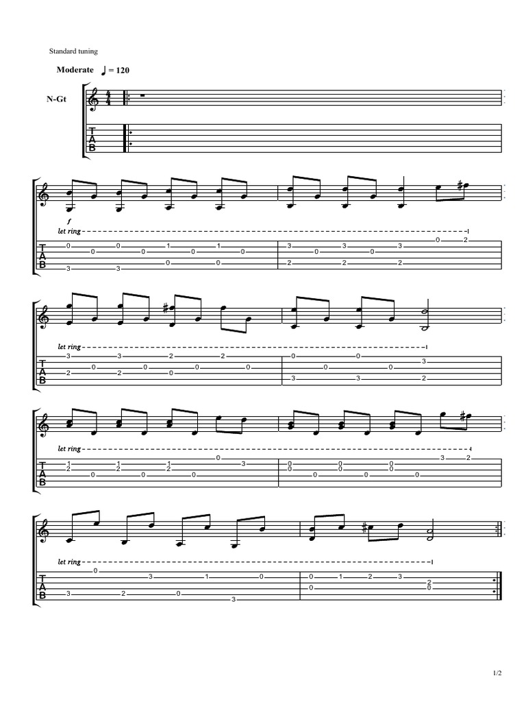 Moderate Tab Guitar Tuning Guide | PDF