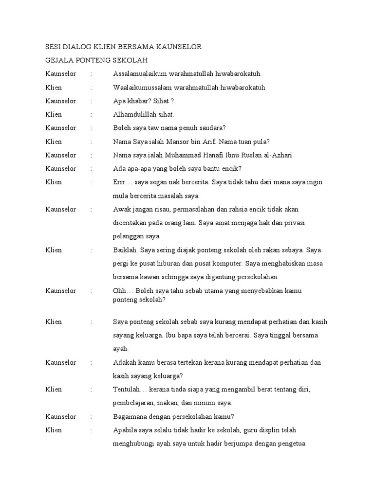 Sesi Dialog Kaunselor Dan Klien | PDF