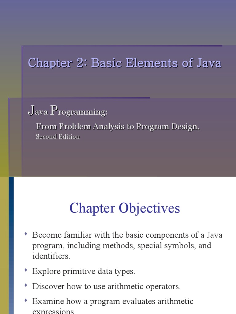 Chapter 2 Basic Elements of Java | PDF | Data Type | Computer Program