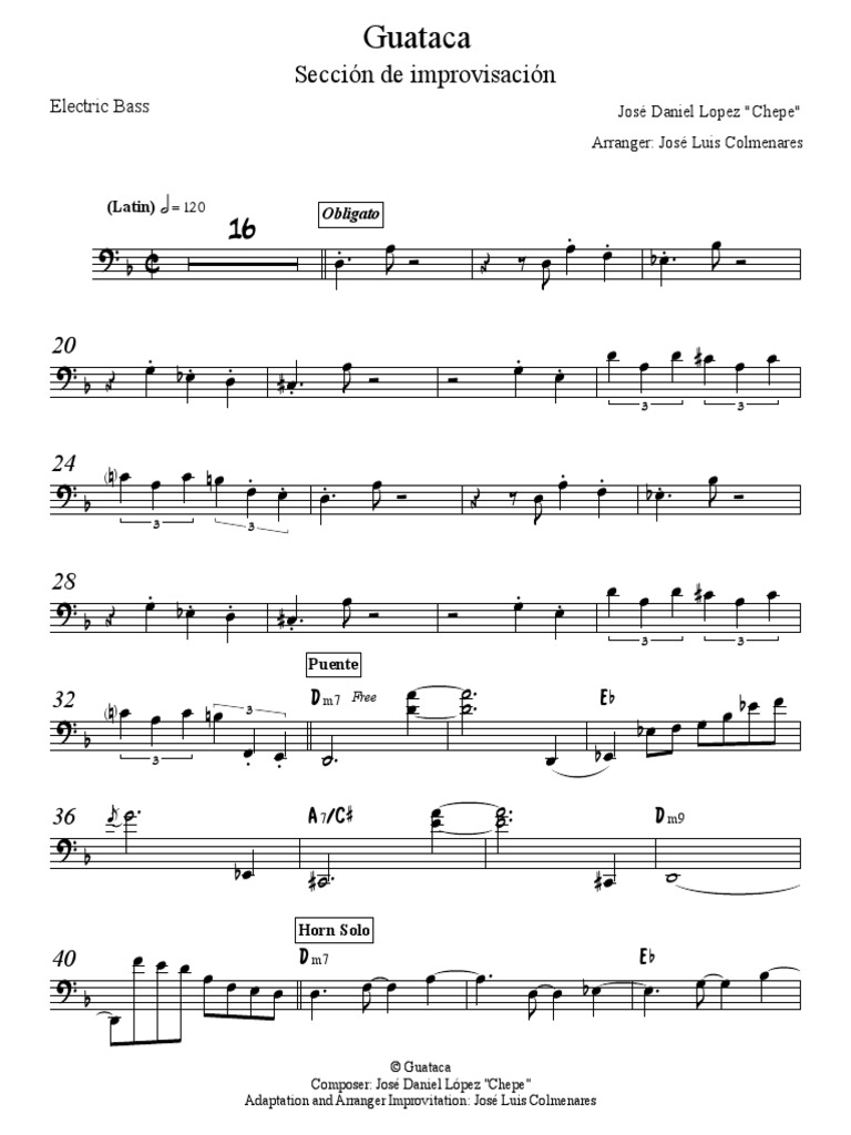 Guataca - Improvisación Electric Bass | PDF