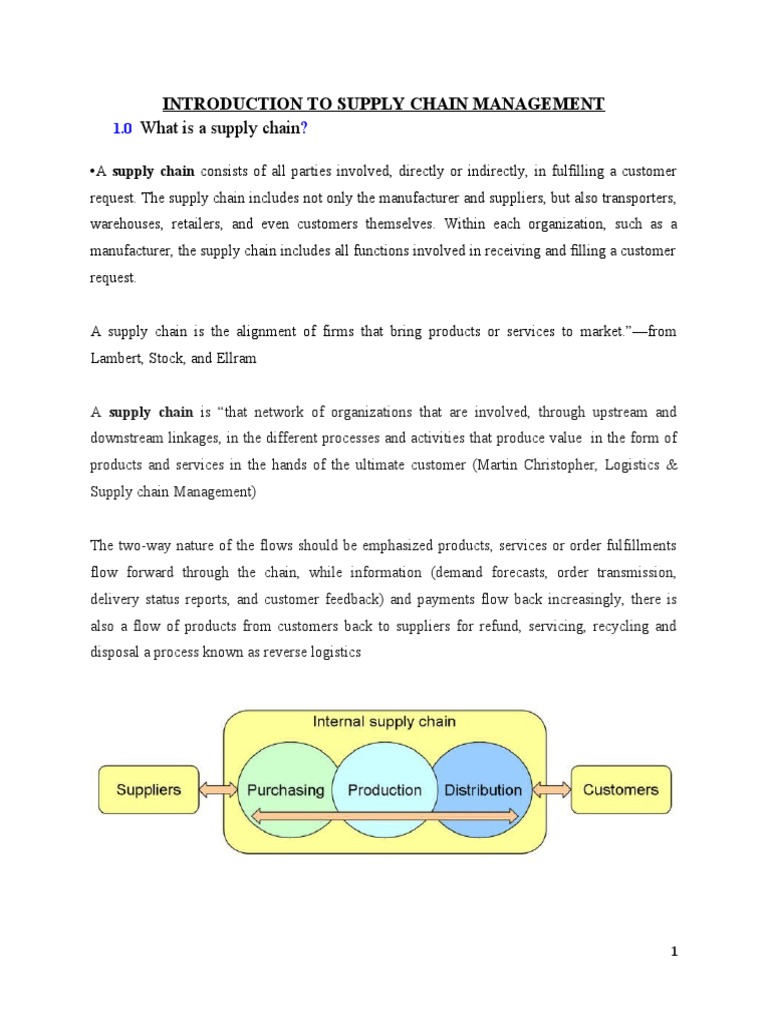 Introduction To SCM | PDF | Supply Chain | Supply Chain Management
