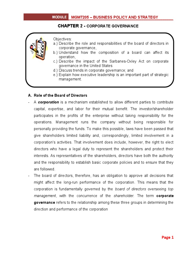 Chapter 2 - CORPORATE GOVERNANCE | PDF | Chief Executive Officer ...